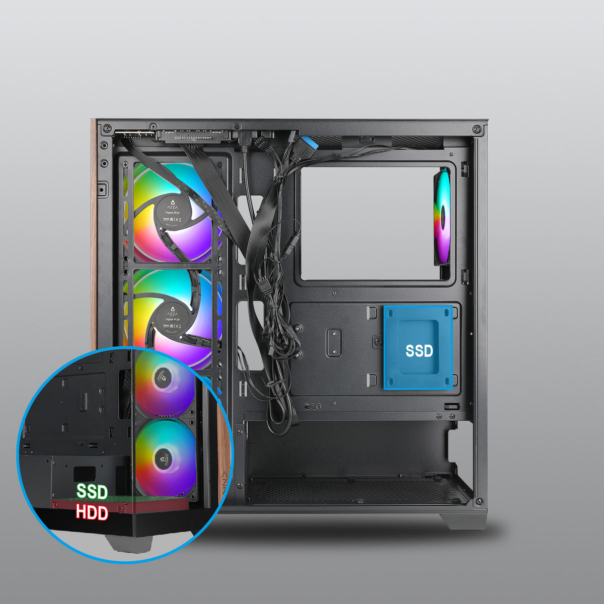 Boîtier Gaming Vitré AZZA Neptune ATX Noir (4x120mm RGB)