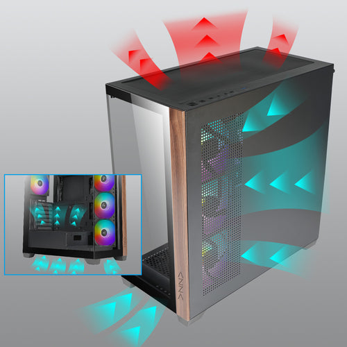 Boîtier Gaming Vitré AZZA Neptune ATX Noir (4x120mm RGB)